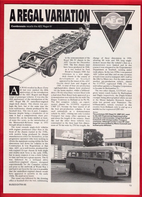BUSES MAGAZINE EXTRACT 1990 ~ AEC Regal Mk IV - Rochdale: W Welsh: N ...