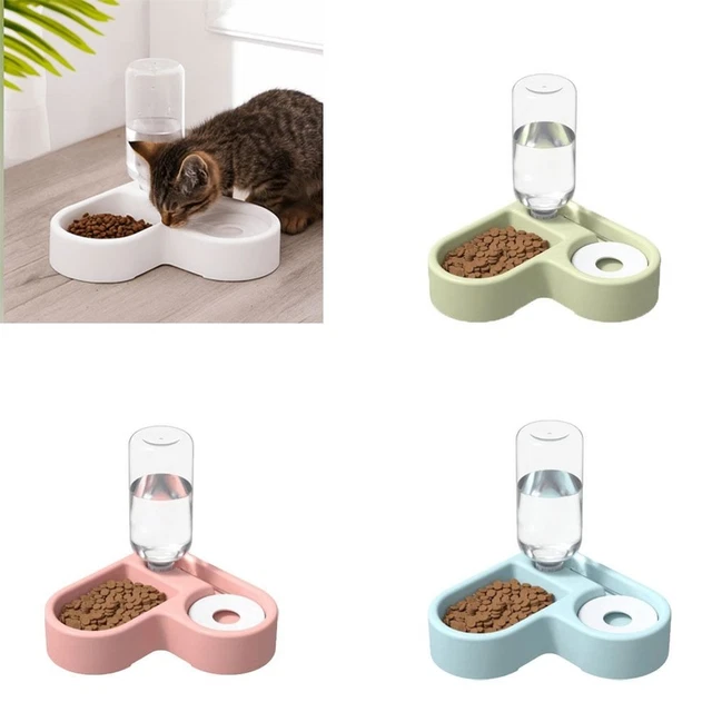 DUAL-USE AUTOMATIC WATER Bowl Feeder Corner Pet Food Dish Drinking And ...
