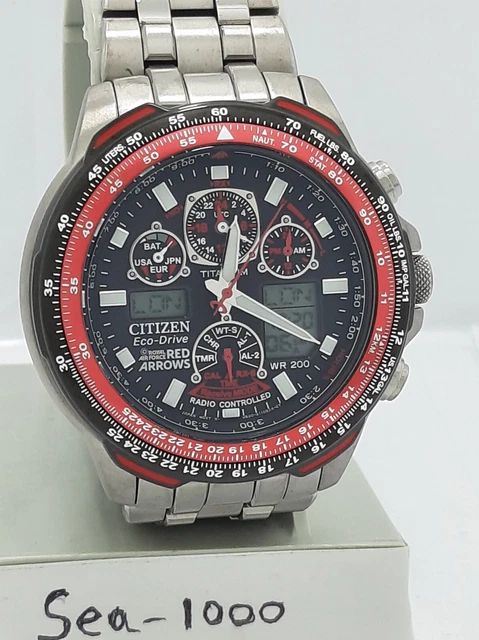 MEN'S CITIZEN ECO drive titanium red arrows radio controlled watch ...
