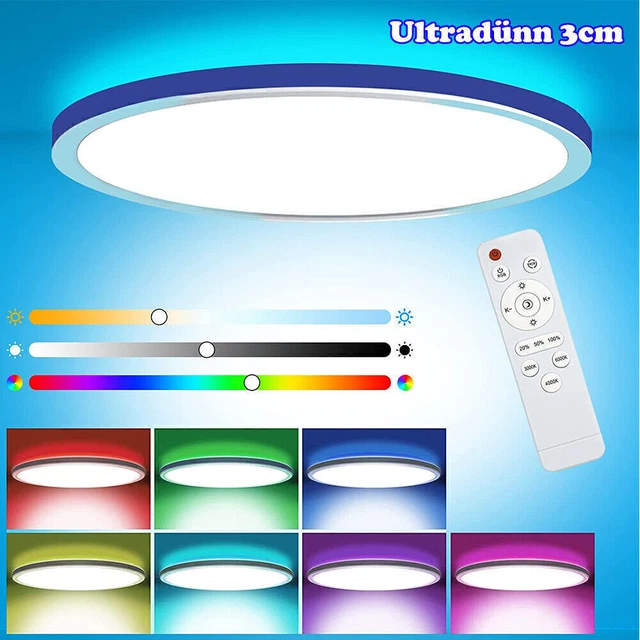 24W RGB DOUBLE Side LED Ceiling Light Flush Mount Ultra-Thin Round ...