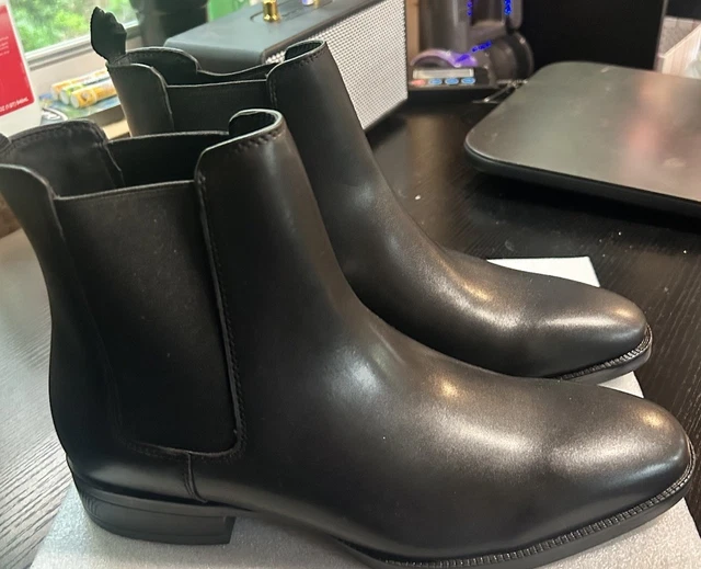 NEW CALVIN KLEIN Chelsea Men’s 9 Ankle Boots / Shoes Black Leather ...