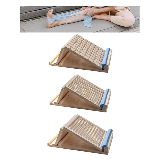 WOODEN SLANT BOARD Adjustable Exercise Wedge Tilt Ramp Yoga Massage ...