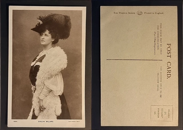 EVELYN MILLARD EDWARDIAN Actress Postcard C1910 Ostrich Feather Boa Real Photo EUR 6,88 ...