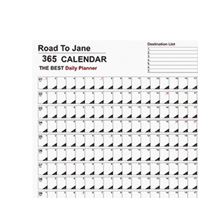 CALENDRIER MURAL ANNUEL Calendrier 365 jours Calendrier quotidien et ...