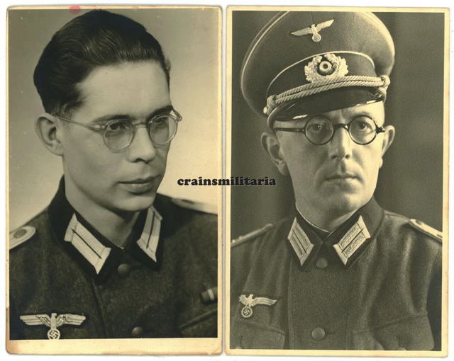 2X ORIG. FOTO AK Portrait Heer Offizier m. Schirmmütze Brille EUR 9,99 ...