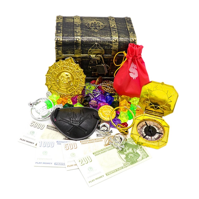 PIRATE TREASURES CHEST Case Storage Box Playroom Props Kids Pirate Toys ...