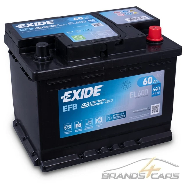 EXIDE CAR BATTERY 12V 60Ah STARTER BATTERY 640A EL600 EFB START STOP £ ...
