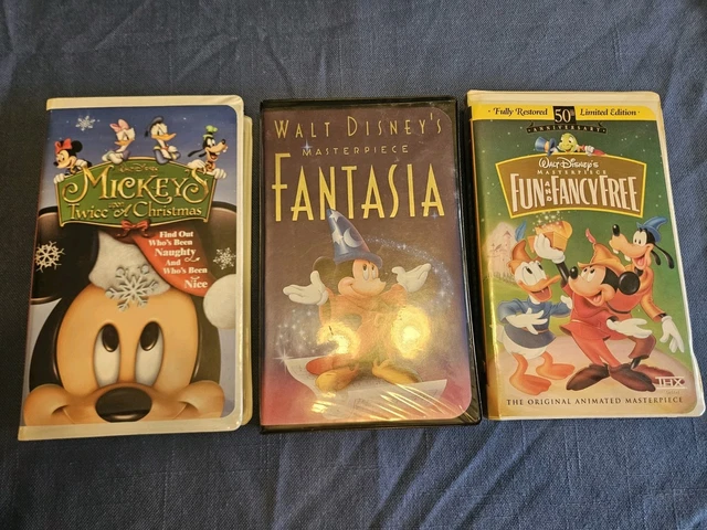 SET OF 3 Walt Disney Mickey Mouse VHS Tapes Fantasia Fun & Fancy Free ...