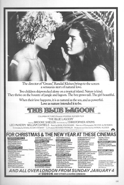 FILM MAGAZINE ADVERT Blue Lagoon Brooke Shields Christopher Atkins Leo ...