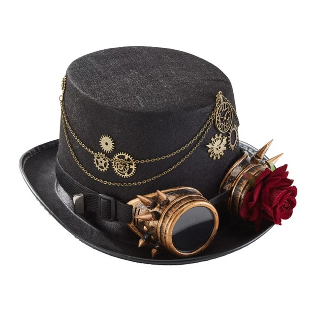 STEAMPUNK TOP HAT For Men With Goggles Gothic Halloween Gay Top Hat ...
