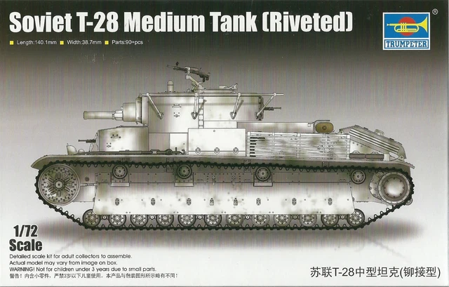 TRUMPETER 1/72 (20MM) T-28 Multi Turret Medium Tank (Riveted) £15.99 ...