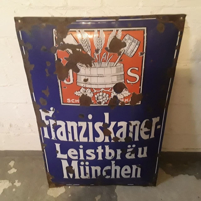 ALTES EMAILSCHILD BIERBRAUEREI Franziskaner - Leistbräu München 20er ...