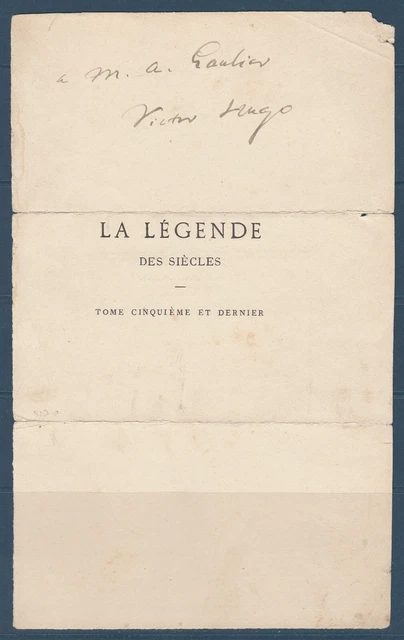 SIGNATURE AUTOGRAPHE DE VICTOR HUGO sur en tête de la légende des ...