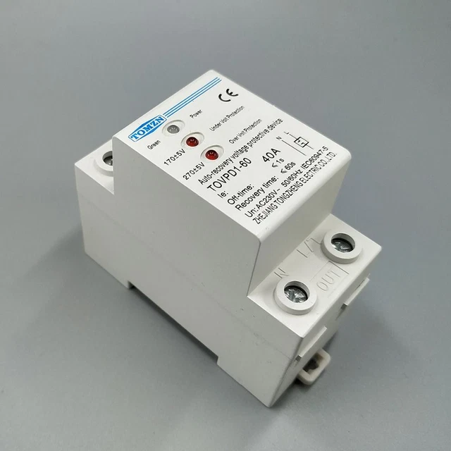 DIN RAIL AUTOMATIC Reconnect Over Under Voltage Protective Relay Device ...