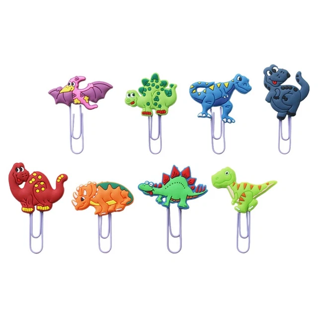 8 PCS DINOSAUR Bookmark Paperclips Clamps Color Animal-shaped Paper ...