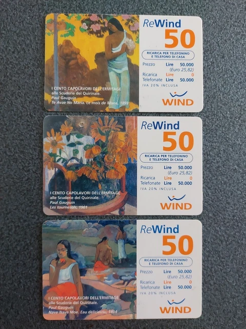 SCHEDE TELEFONICHE USATE RICARICHE WIND Paul Gauguin EUR 3,50 - PicClick IT