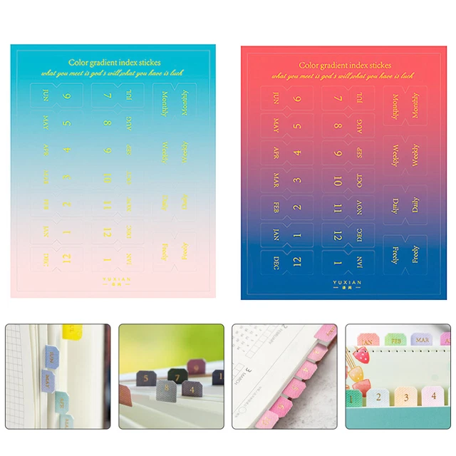 20 SHEETS MONTHLY Reminder Stickers Flag Laminated Planner Monthly Tabs ...