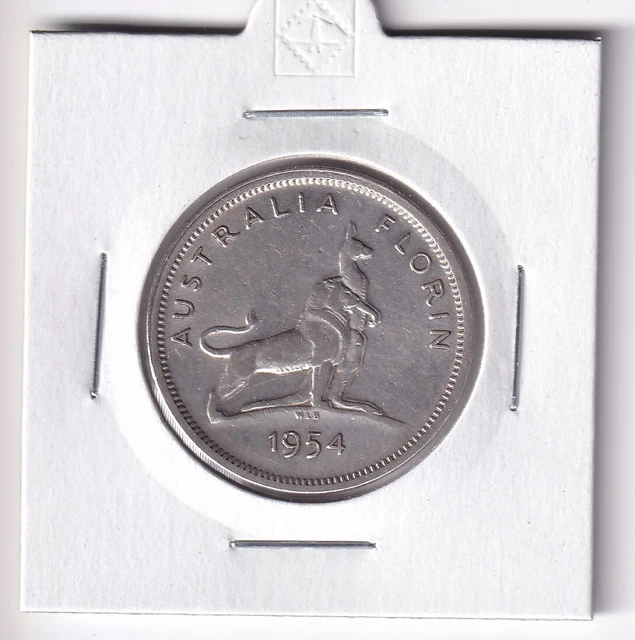 AUSTRALIAN FLORIN: 1954 Commemorative Silver Coin In 2X2 Holder ,,, EUR ...