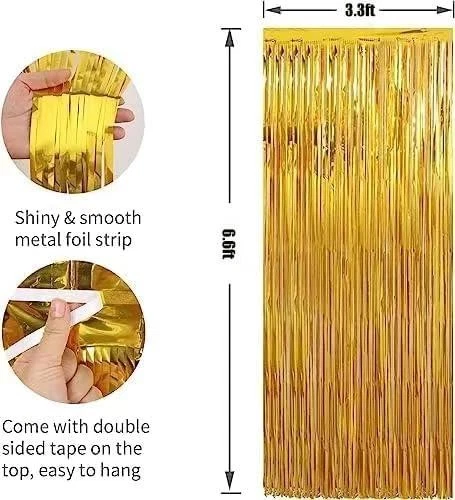 2 PACK PHOTO Booth Backdrop Foil Curtain Tinsel Backdrop 3.3ft x 6.6ft ...