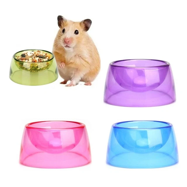 TRANSPARENT HAMSTER WATER Bowl Plastic Rat Food Water Dish Pet Feeding ...