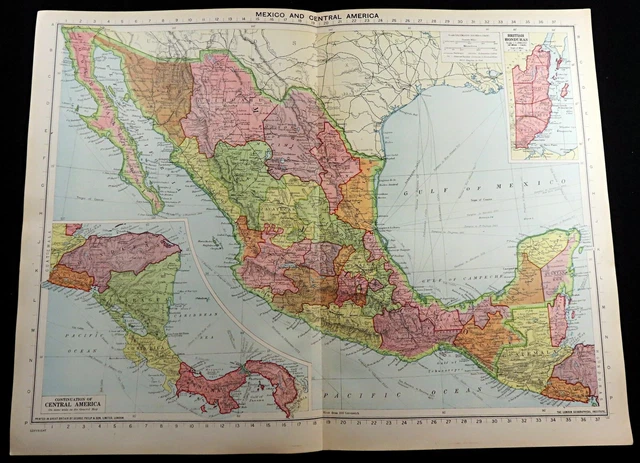 WW2 MAP MEXICO Central America British Honduras Panama Wartime ...