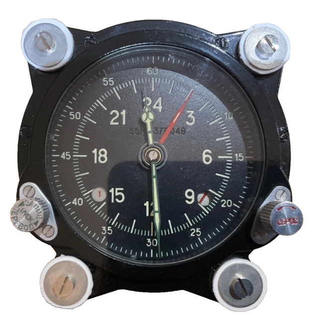 RARE VINTAGE USSR RUSSIAN 129-ChS 55M AIRCRAFT COCKPIT CLOCK Achs-1 £ ...
