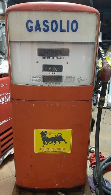 POMPA DISTRIBUTORE Benzina Gilbarco AGIP SUPERCORTEMAGGIORE Anni 50 60 ...