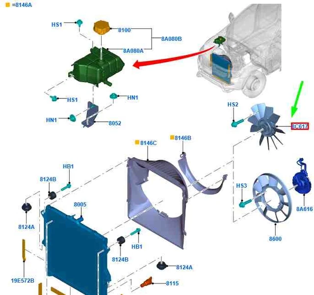 FORD RANGER T6 Mk3 Engine Cooling Radiator Fan Eb3G-8C617-Ca 2037262 ...