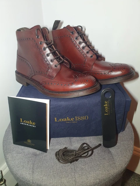 LOAKE 1880 BEDALE Boots 9G Brown Grain Brogue Boots- Brand New And ...
