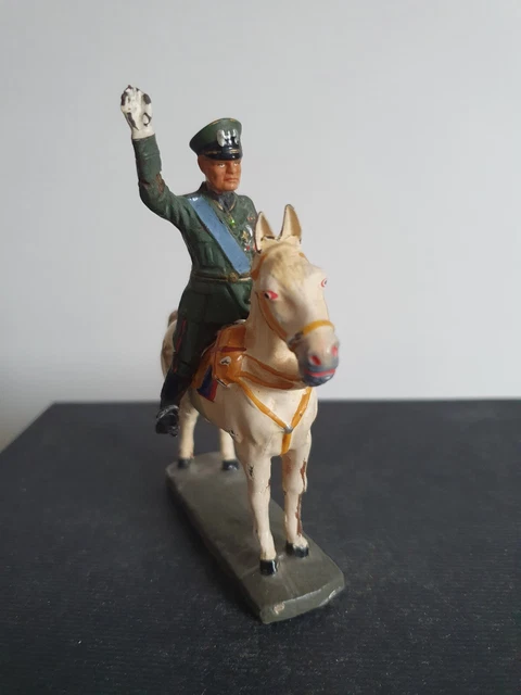 ELASTOLIN LINEOL GENERAL Mussolini Standpferd Porzellan Italien Militär WK Masse EUR 179,99 ...
