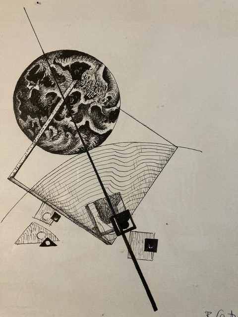 MOLTO BELLO DISEGNO Inchiostro Cina Carta Cartone Costruttivismo 1978 ...