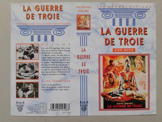 JAQUETTE VHS - La Guerre De Troie- Vhs Sleeve - Steve Reeves - Peplum EUR 7,00 - PicClick FR