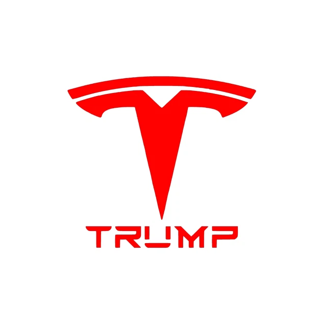 TESLA X TRUMP Sticker, Elon Musk Donald Trump Collab Vinyl Decal $6.95 ...
