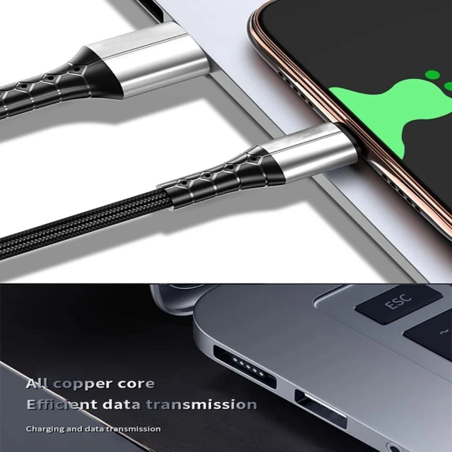 3 PAQUET RAPIDE de Recharge Apple IPHONE Câble Tressé Résistant 12 13 ...