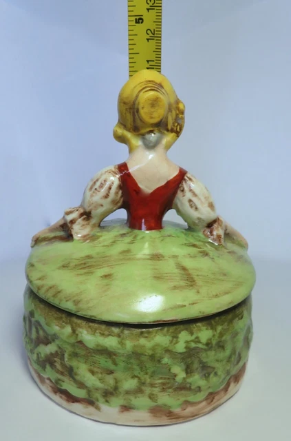 ANTIQUE SITZENDORF*GERMAN LADY Dresser Doll/Trinket Powder/Box/Jar/Pot ...
