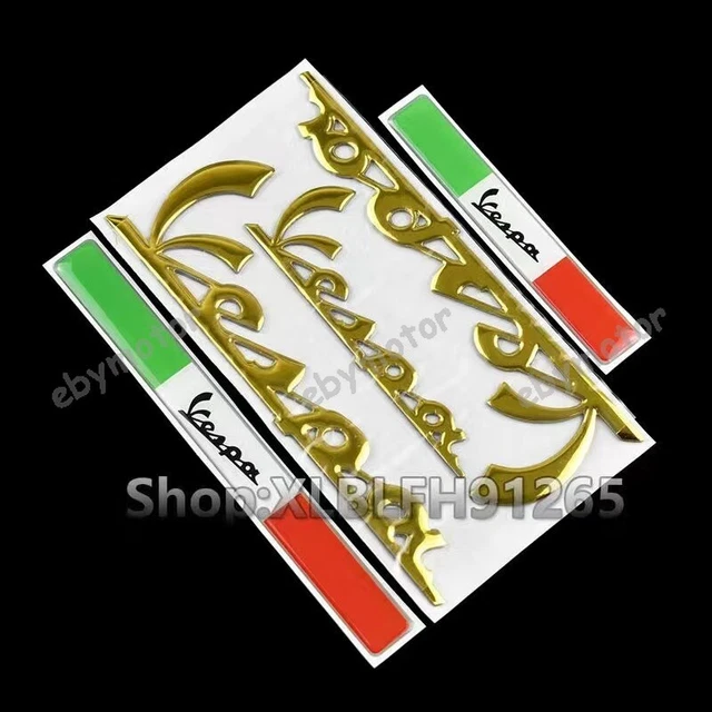 GOLD MOTORCYCLE FUEL Tank 3D Emblem Decals for Vespa BIke Racing Badge ...