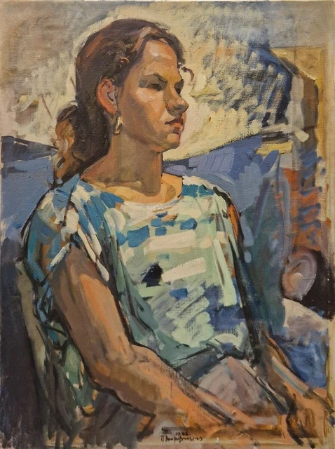 TABLEAU SIGNÉ/ PORTRAIT Femme/Peinture huile sur toile/80 x 60 cm ...