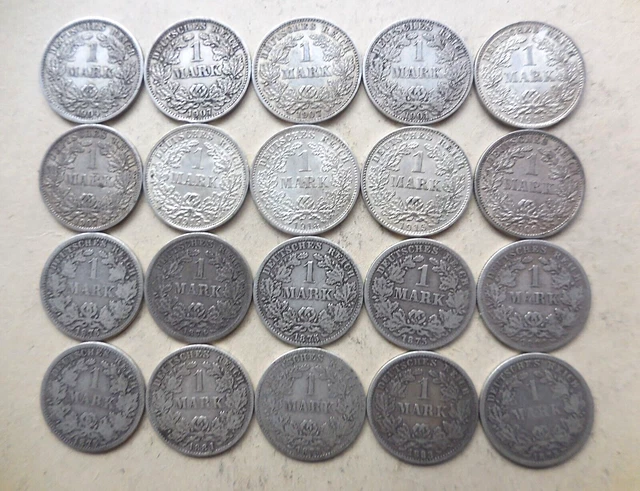 KONVOLUT 20 X Alte Silbermünzen- 1 Mark-Deutsches Reich EUR 131,98 - PicClick DE