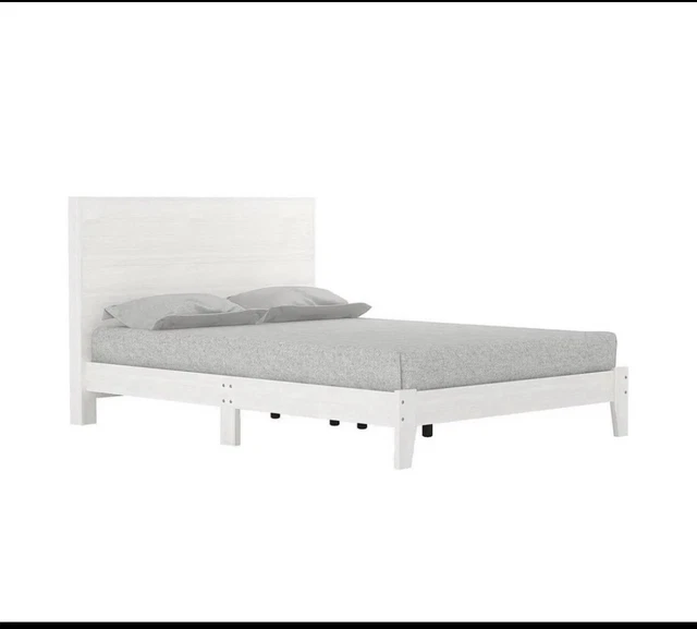 CAMBERLEY KING BED Frame White Wood Slatted Base Assembly Required ...
