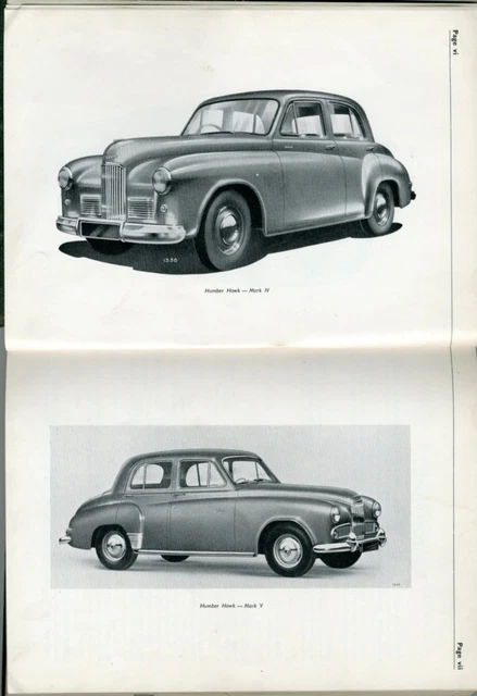 HUMBER HAWK MARKS 3, 4 & 5 Car Factory Workshop Manual 1954 £29.99 ...