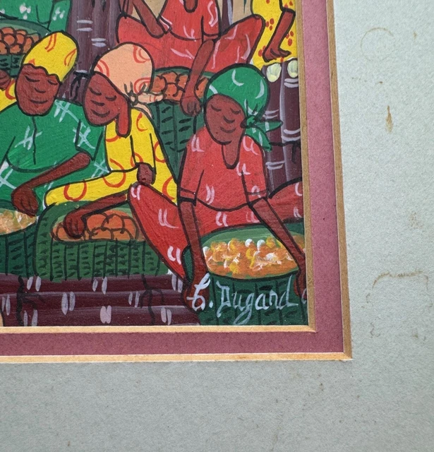 ORIGINAL HAITIAN FOLK Art Painting Signed B. Augard, Caribbean Naïve ...