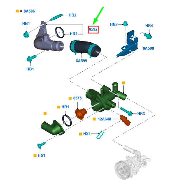 FORD RANGER T6 MK1 Connexion de sortie d'eau de thermostat 1717543 ...