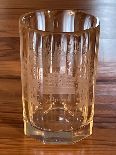 ANDENKEN GLAS TEPLITZ Ansichten Biedermeier 19. Jhd. Original ...
