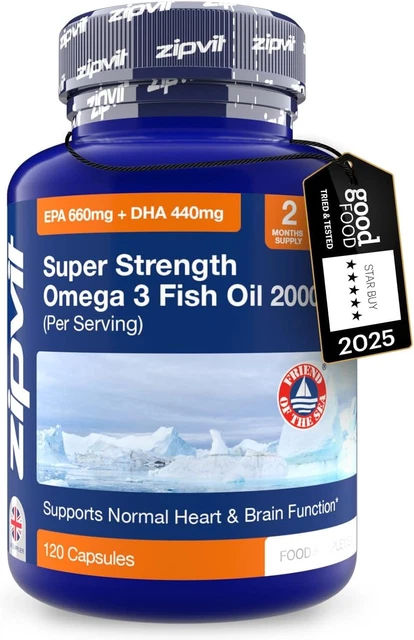 ZIPVIT OMEGA 3 Fish Oil 2000mg Serving Including Supports Heart Brain ...