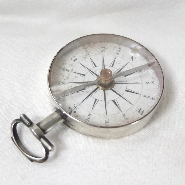 ANTIQUE GEORGIAN SILVER POCKET COMPASS ENGLISH LONDON c.1800 EUR 483,55 ...