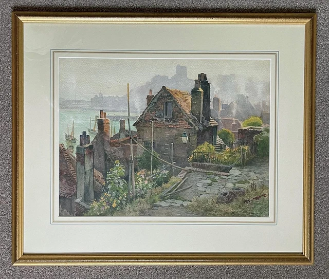 ERNEST WILLIAM HASLEHURST - Watercolour Painting - Fishing Town ...