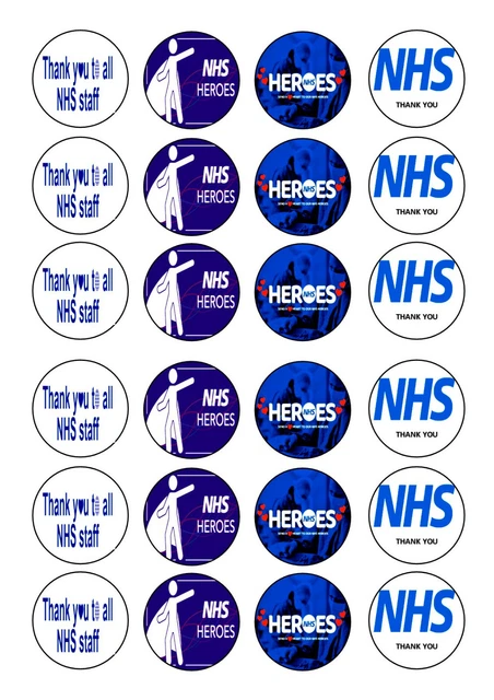 24 THANK YOU Nhs Cake Topper Iced/ Icing Edible Fairy/Cup Cake Toppers ...