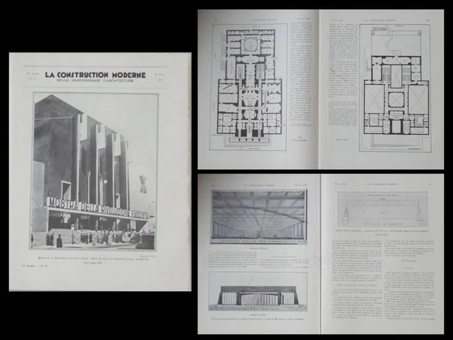 CONSTRUCTION MODERNE N°37 1934 ROMA MOSTRA FASCISTA, OTUA PALAIS ...