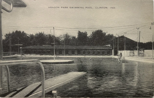 ARAGON PARK SWIMMING Pool Clinton Indiana 1948 Unposted Artvue Post ...