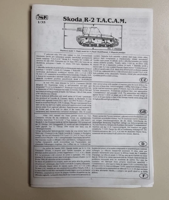 CMK T35022 PANZERJÄGER Pz 35t/R-2 Tacam 1:35 Modellbausatz EUR 6,00 ...